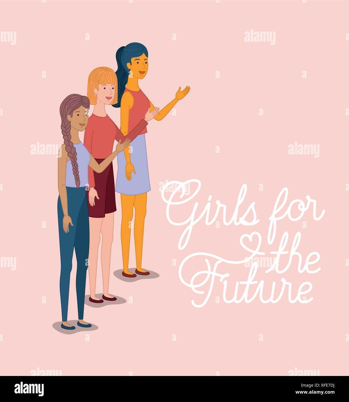 group of women characters with feminist message Stock Vector Image ...