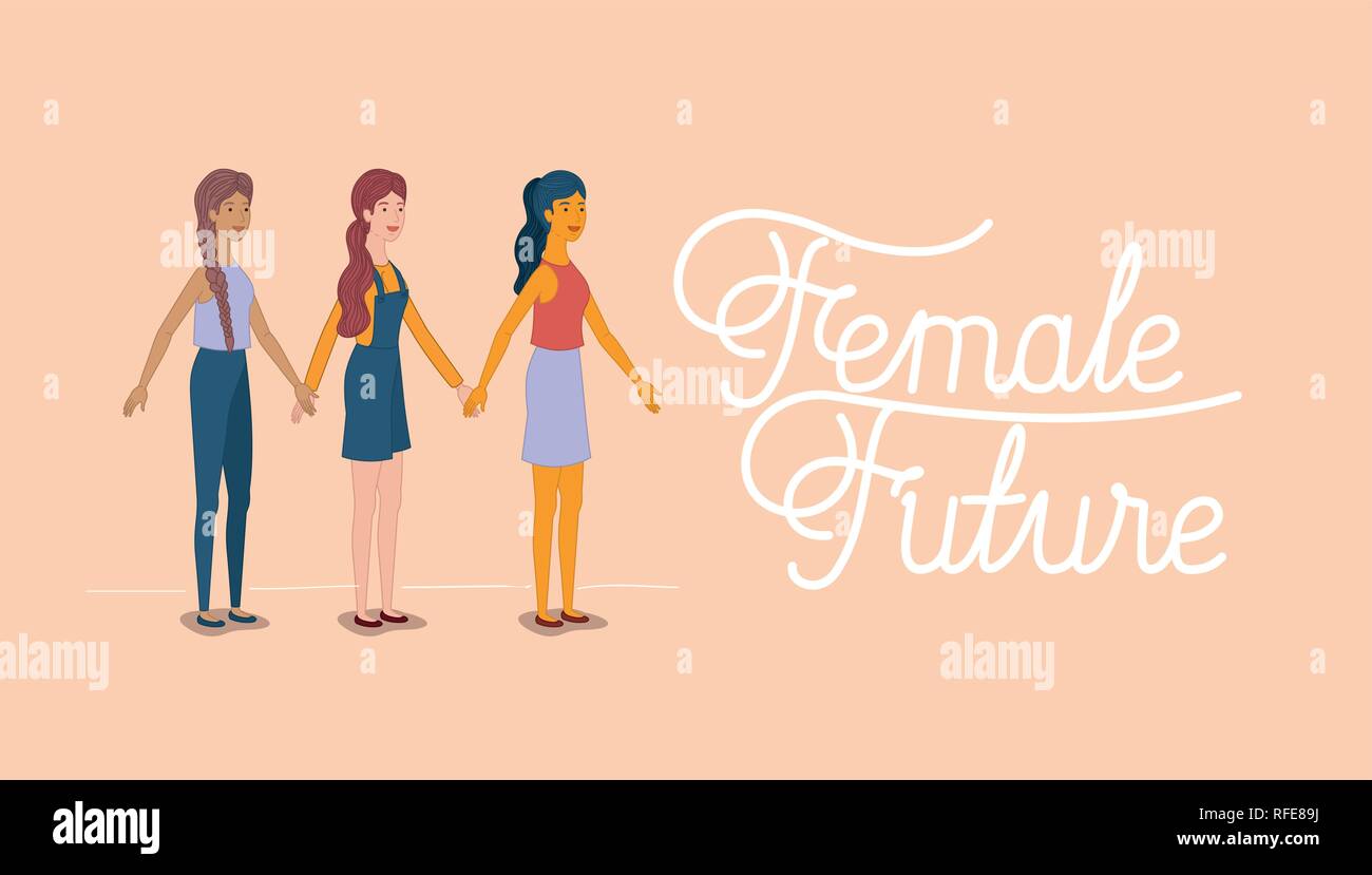 group of women characters with feminist message Stock Vector Image ...