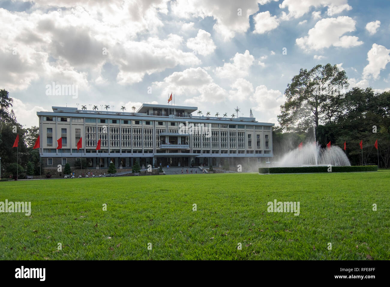 Front exterior of Independence, Reunification Hall. In Saigon, Ho Chi ...