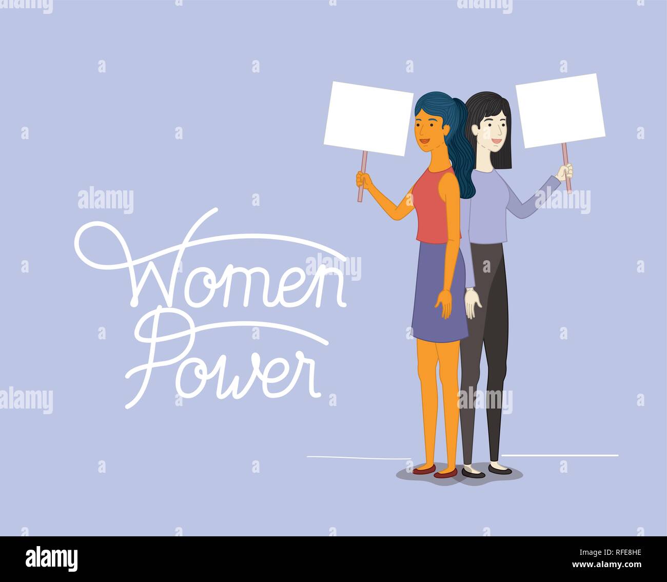 group of women characters with feminist message Stock Vector Image ...