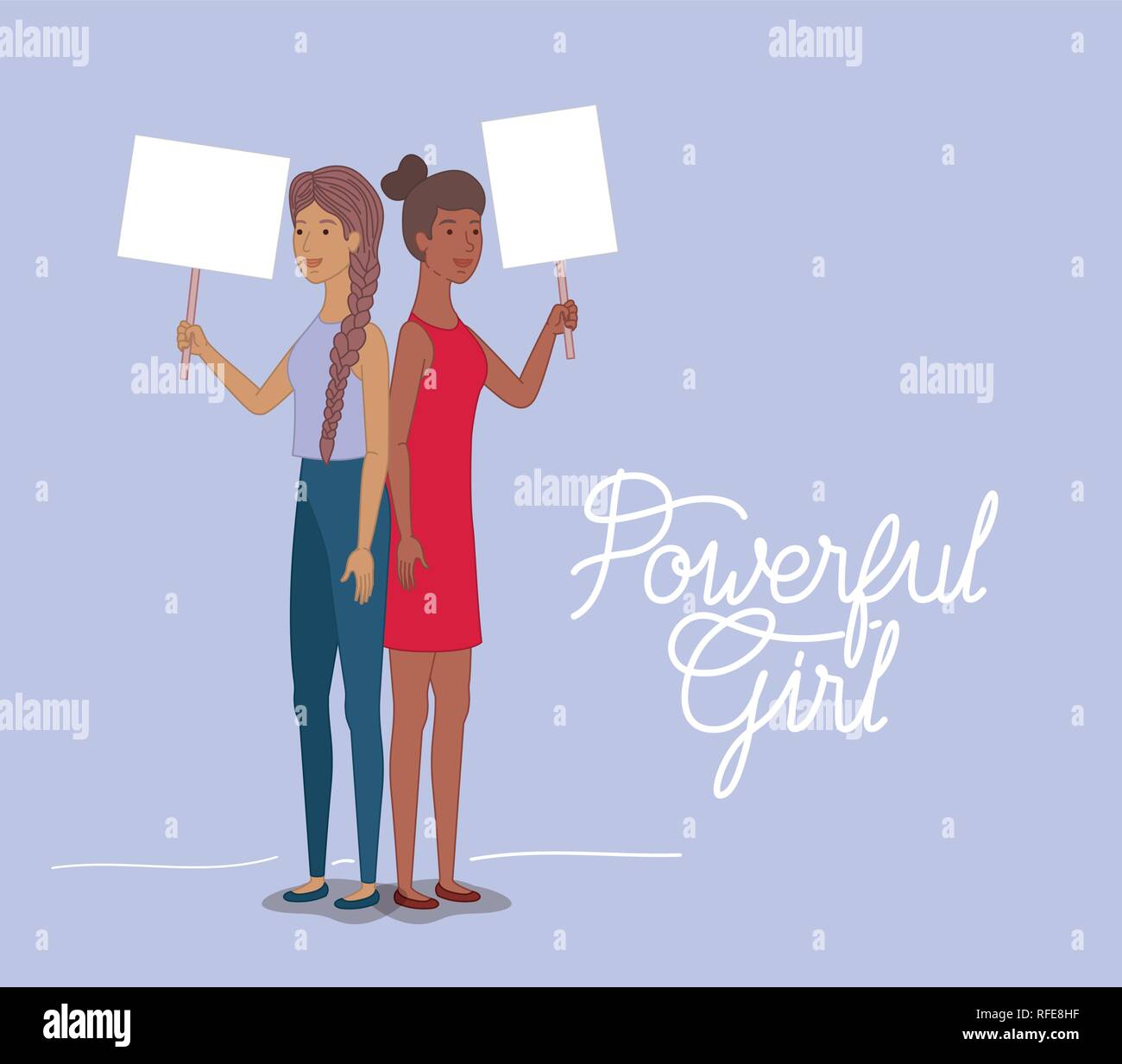 group of women characters with feminist message Stock Vector Image ...