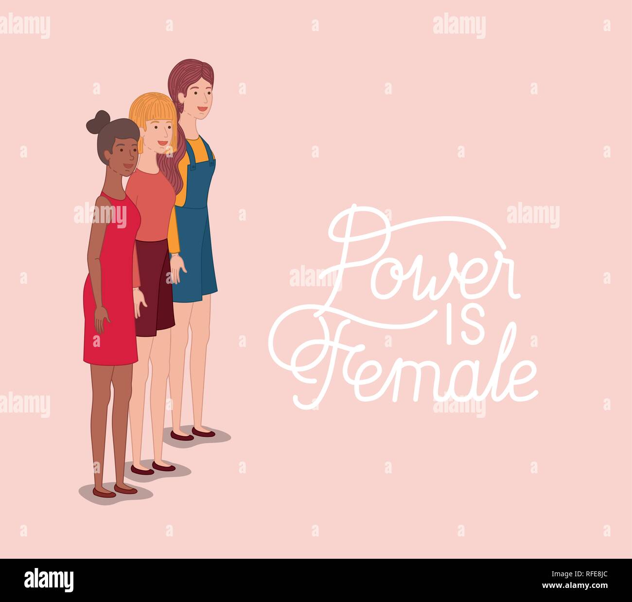 group of women characters with feminist message Stock Vector Image ...