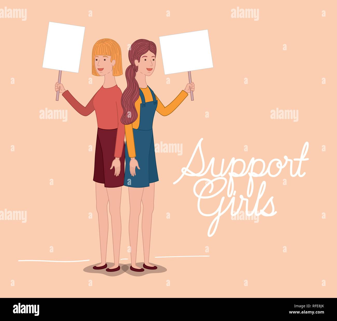 group of women characters with feminist message Stock Vector Image ...