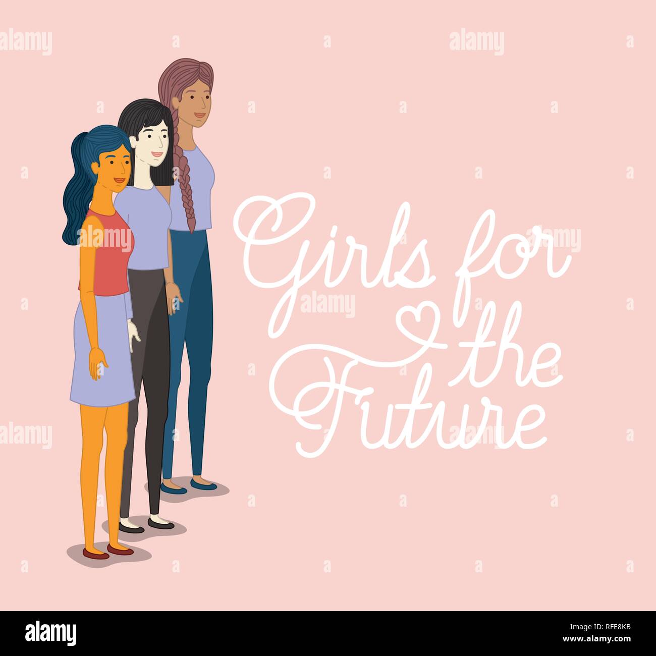 group of women characters with feminist message Stock Vector Image ...