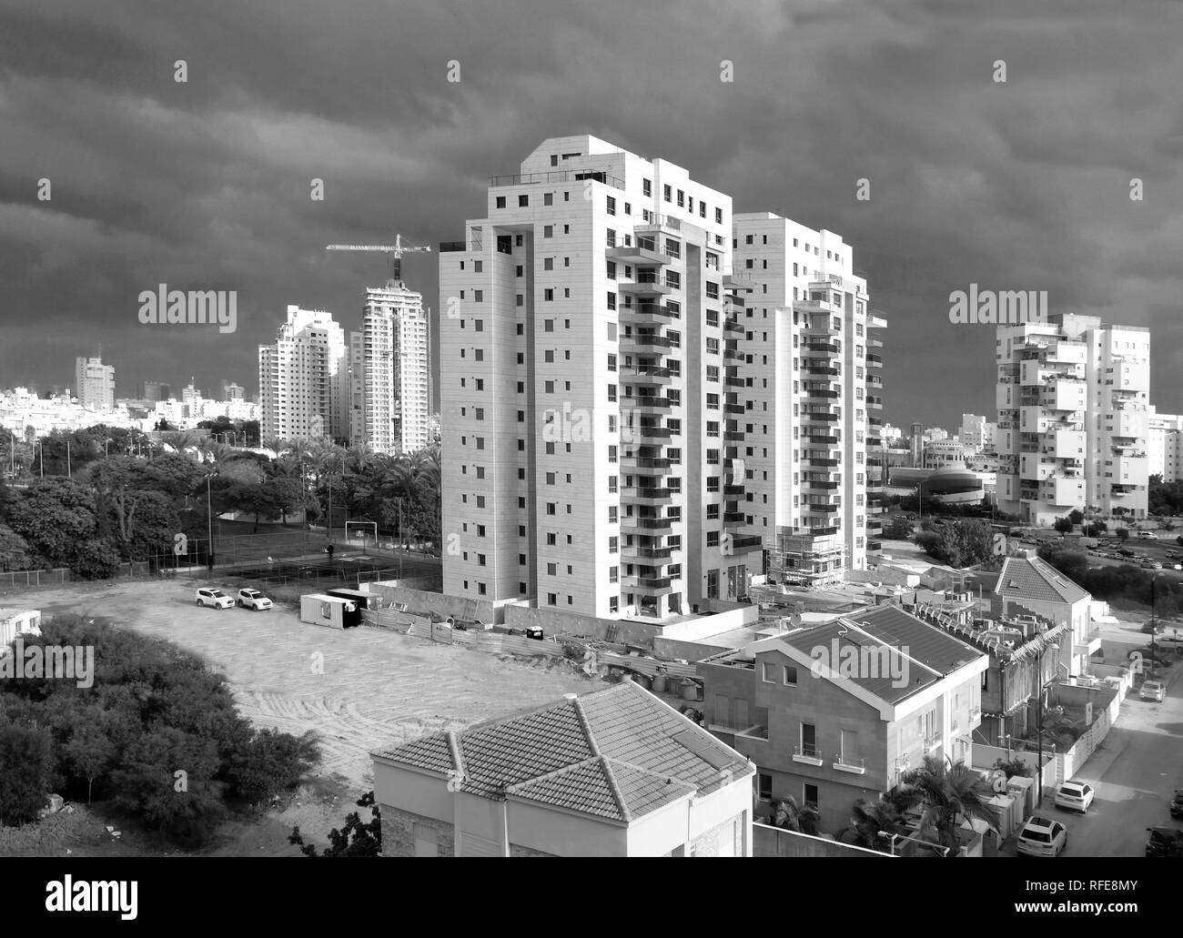 Housing construction of houses in a new area of the city Holon in ...