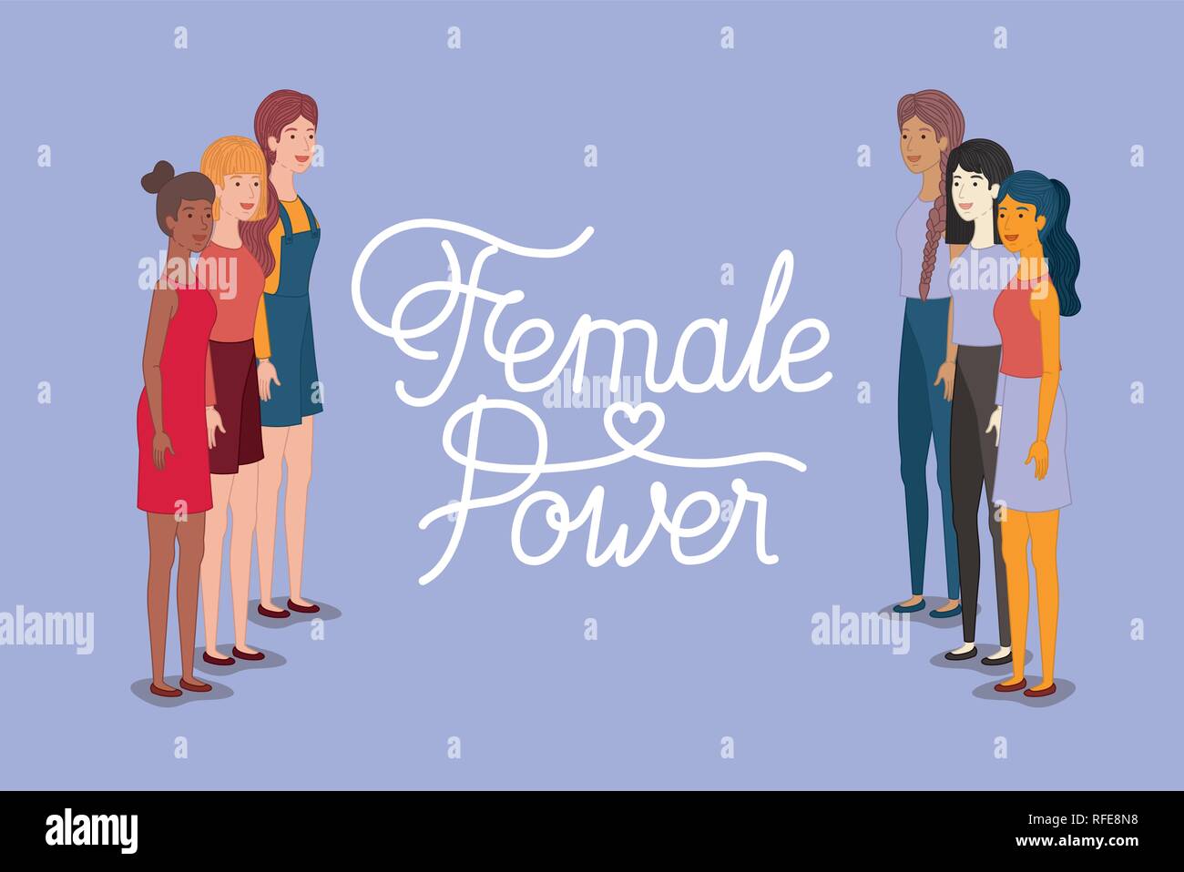 group of women characters with feminist message Stock Vector Image ...