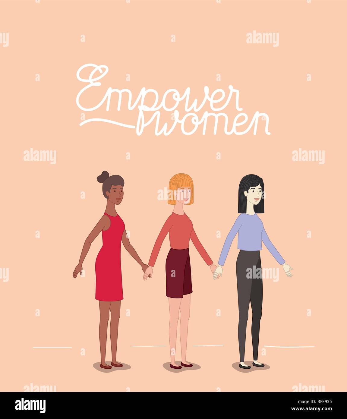 group of women characters with feminist message Stock Vector Image ...