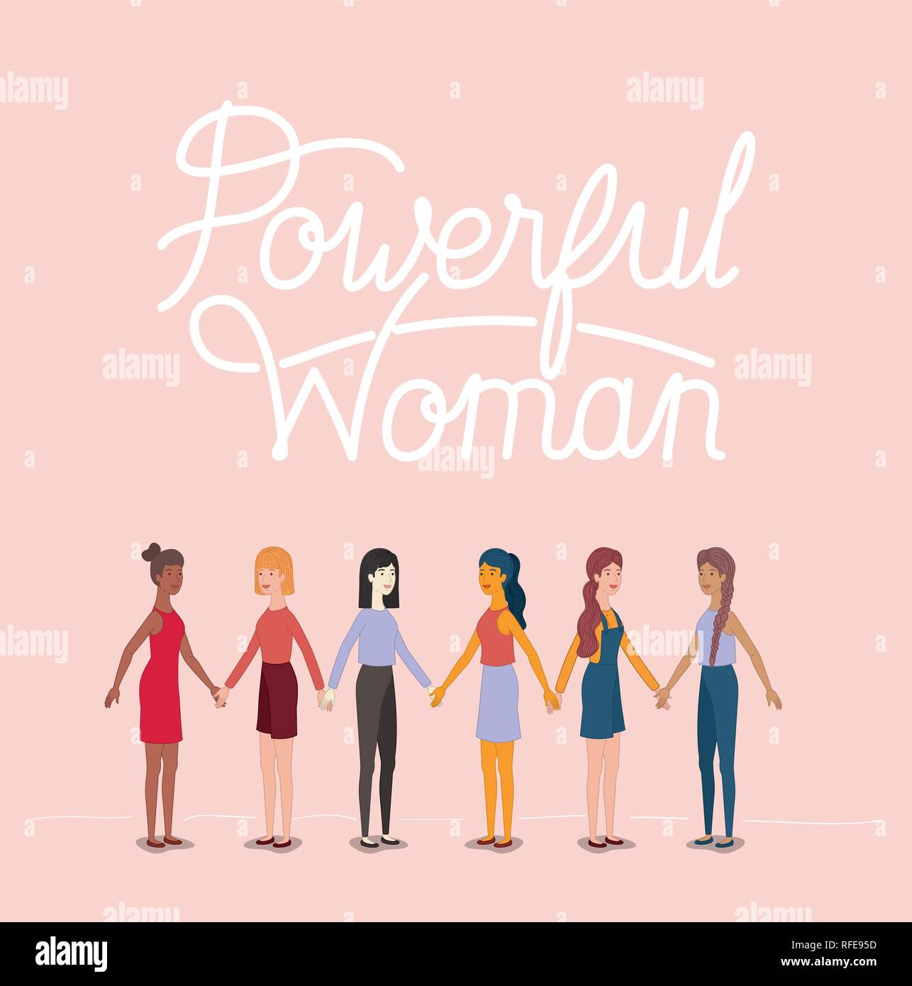 group of women characters with feminist message Stock Vector Image ...