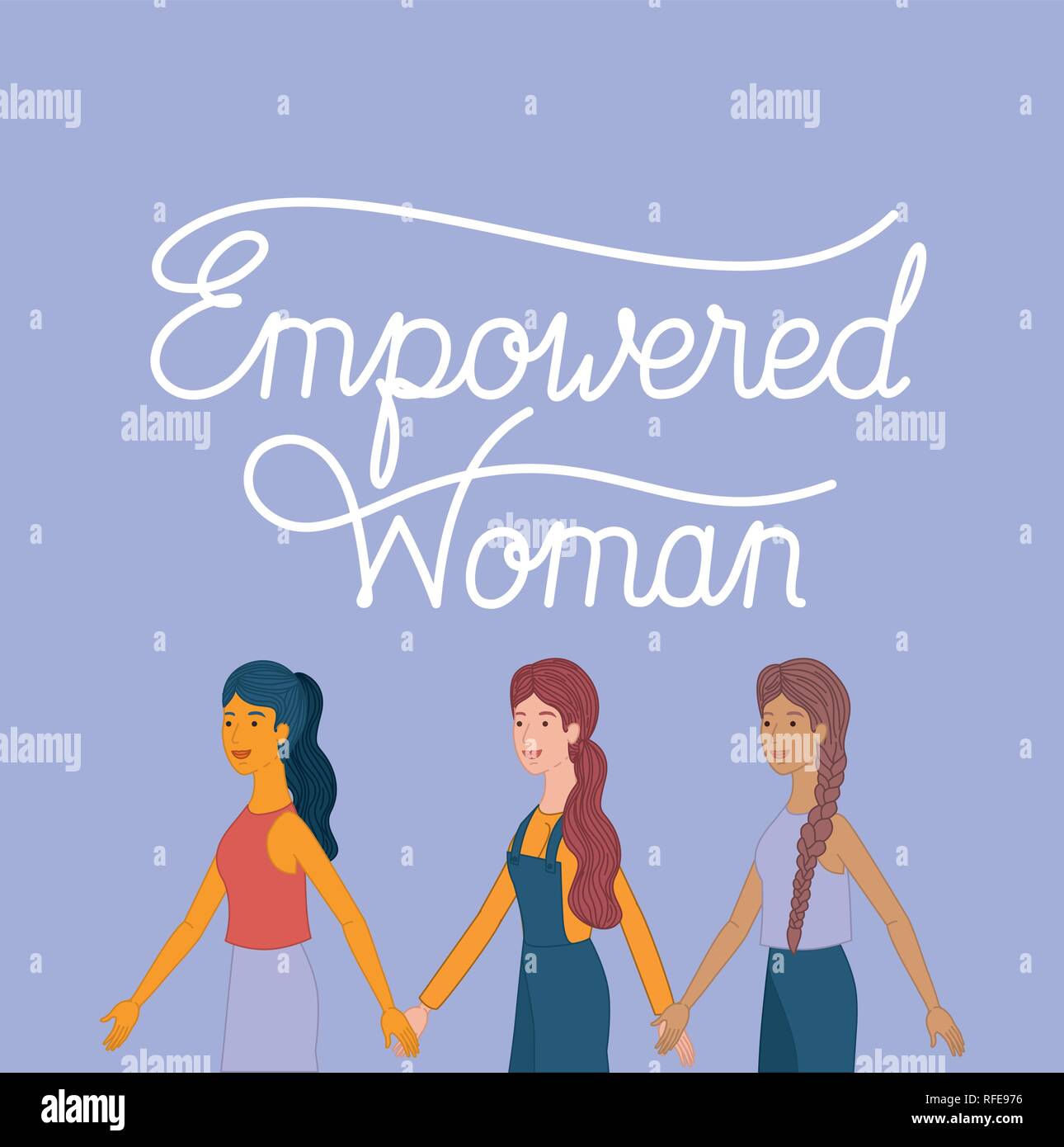 group of women characters with feminist message Stock Vector Image ...