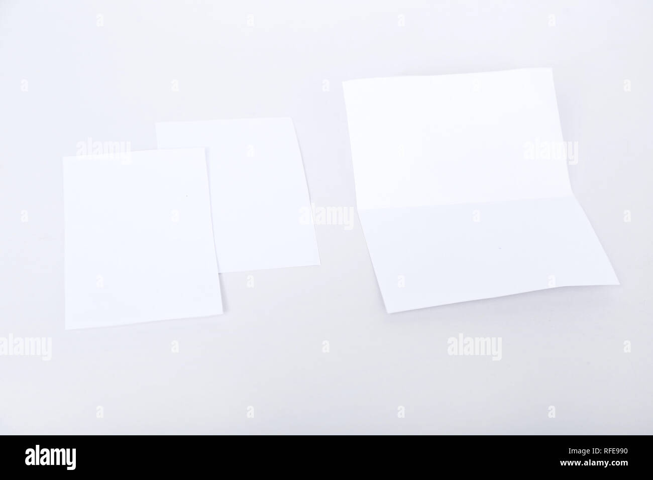Picture of blank white greetings card. Isolated on the white background ...