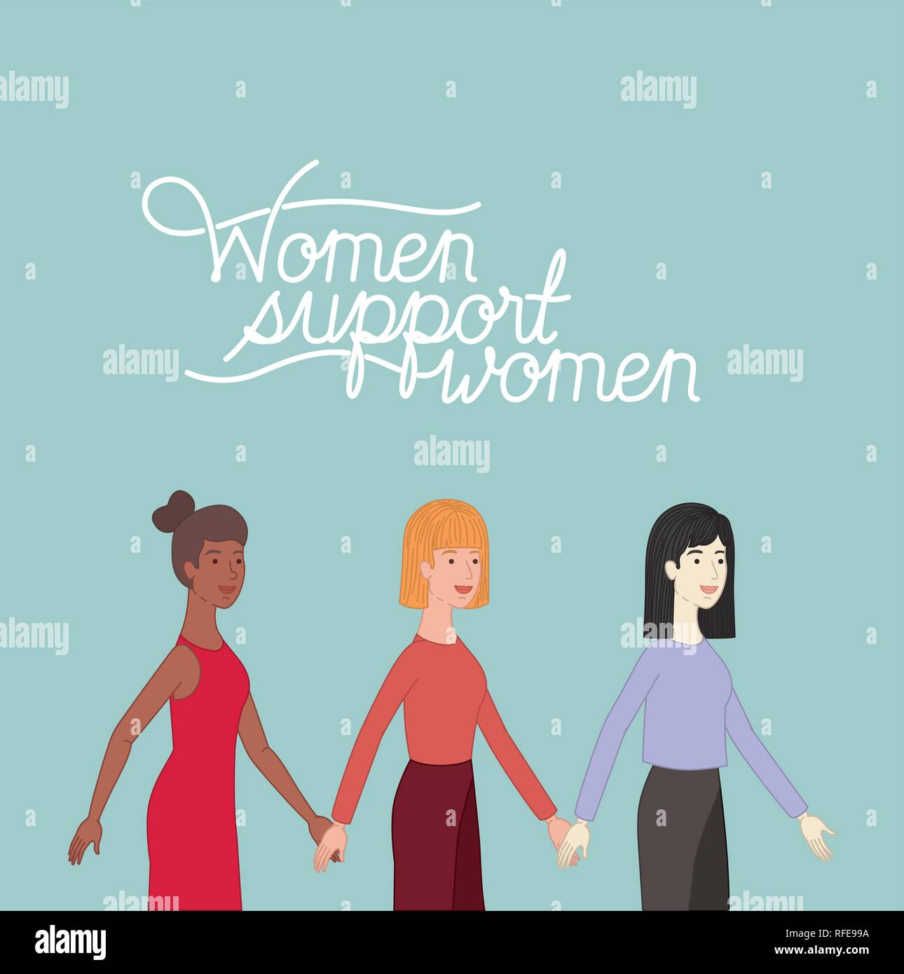 group of women characters with feminist message Stock Vector Image ...
