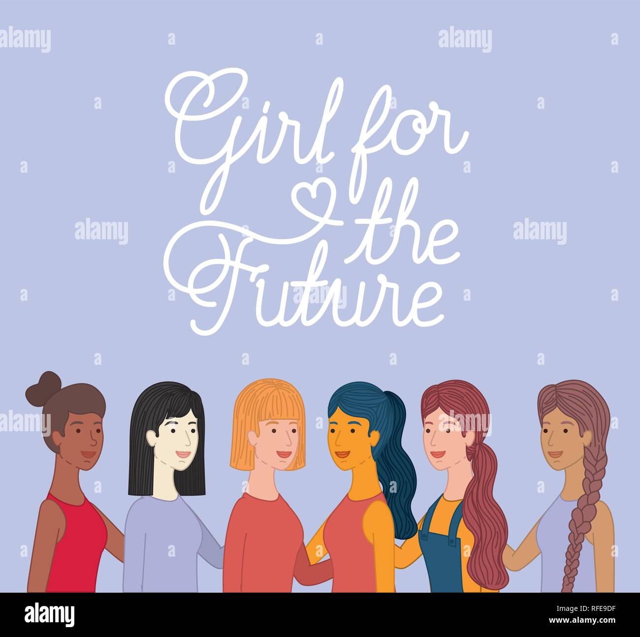 group of women characters with feminist message Stock Vector Image ...