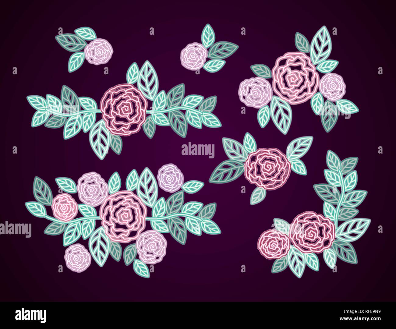 Neon rose sign Stock Vector Images - Alamy