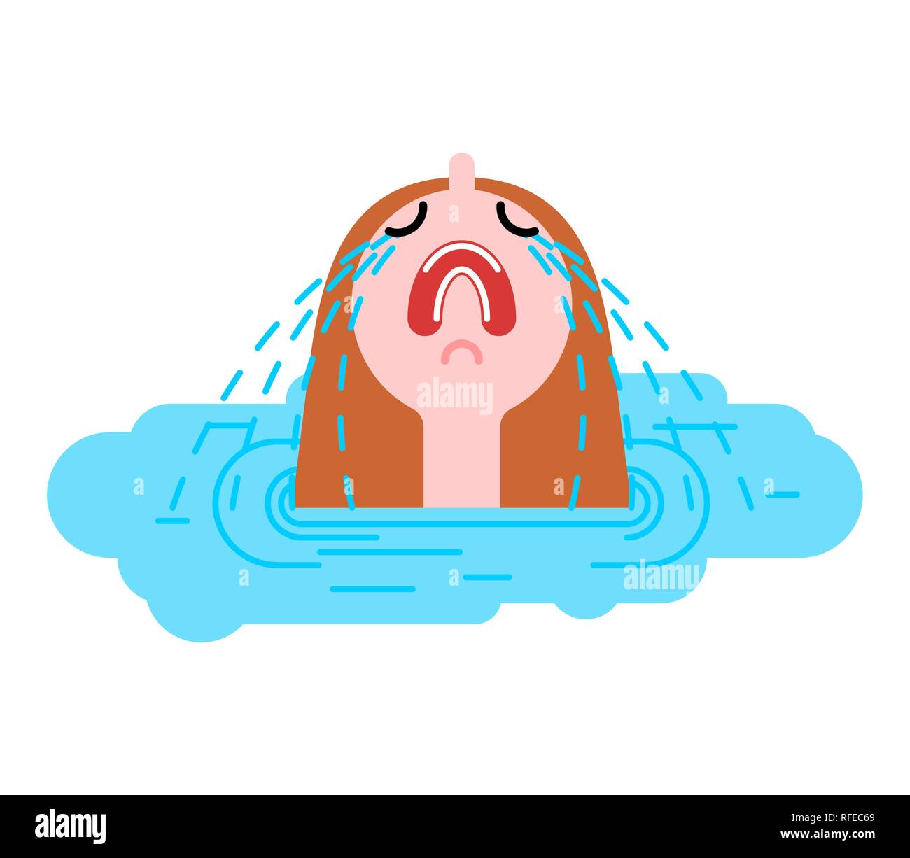 Woman crying puddle. Sad girl in puddle of tears Stock Vector Image ...