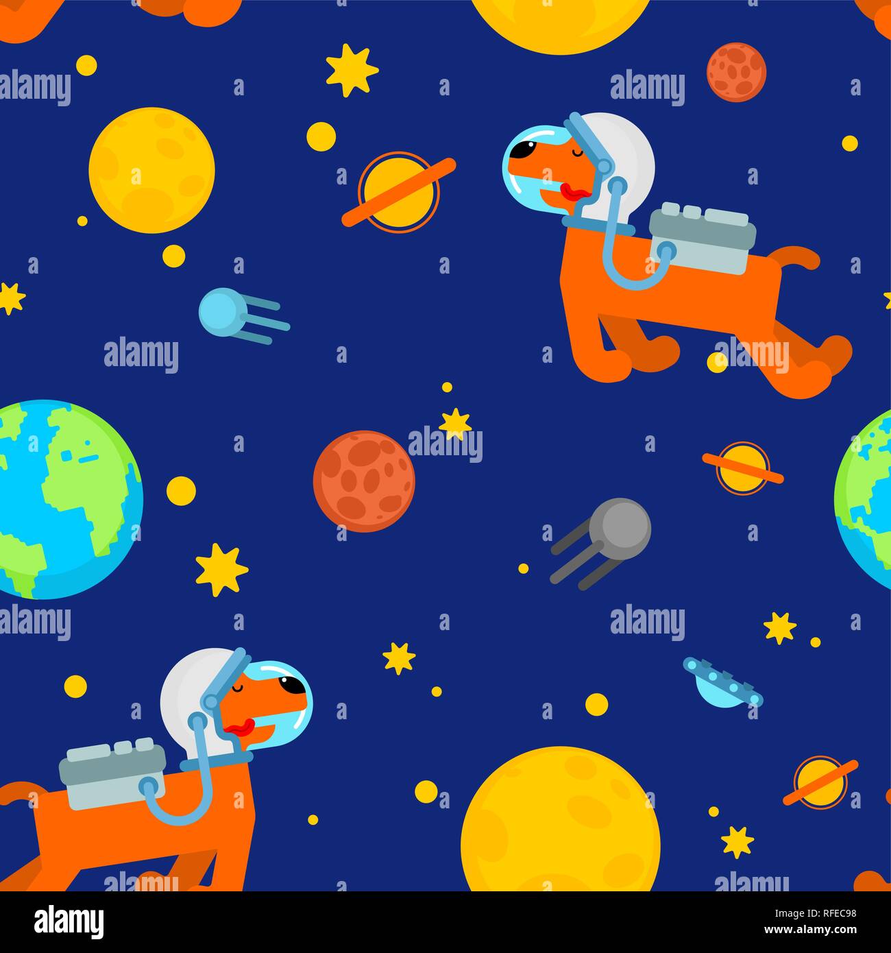 Dog astronaut space pattern seamless. Pet spaceman background. puppy ...