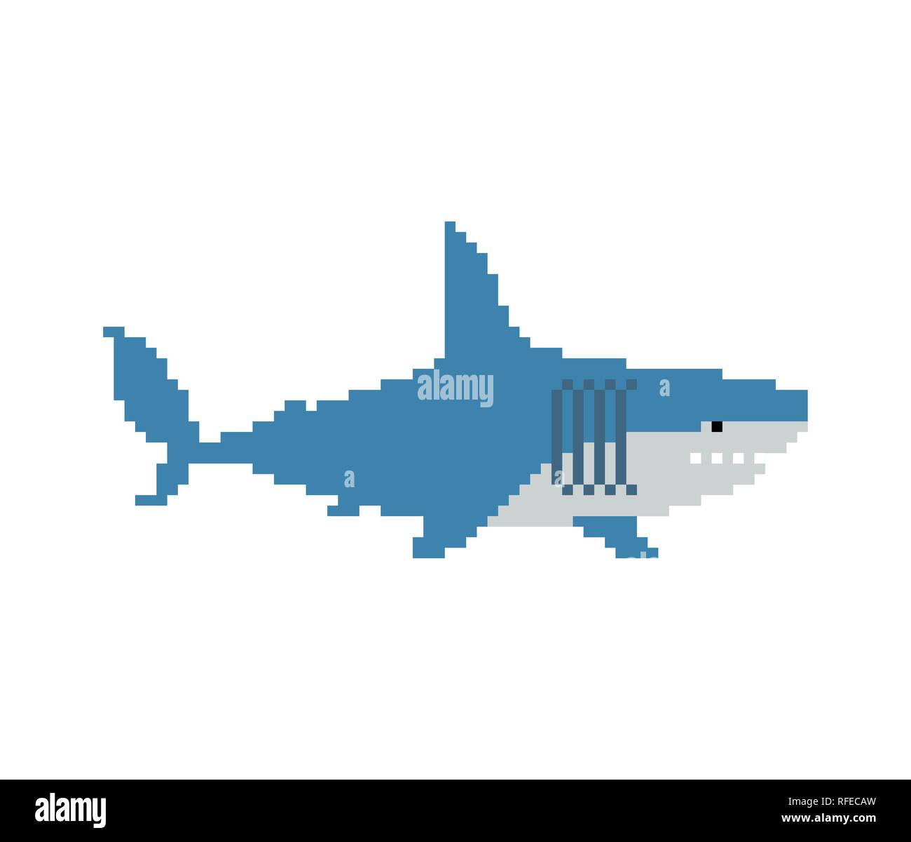 Shark pixel art. Marine predator 8 bit. graphics old game Stock Vector ...