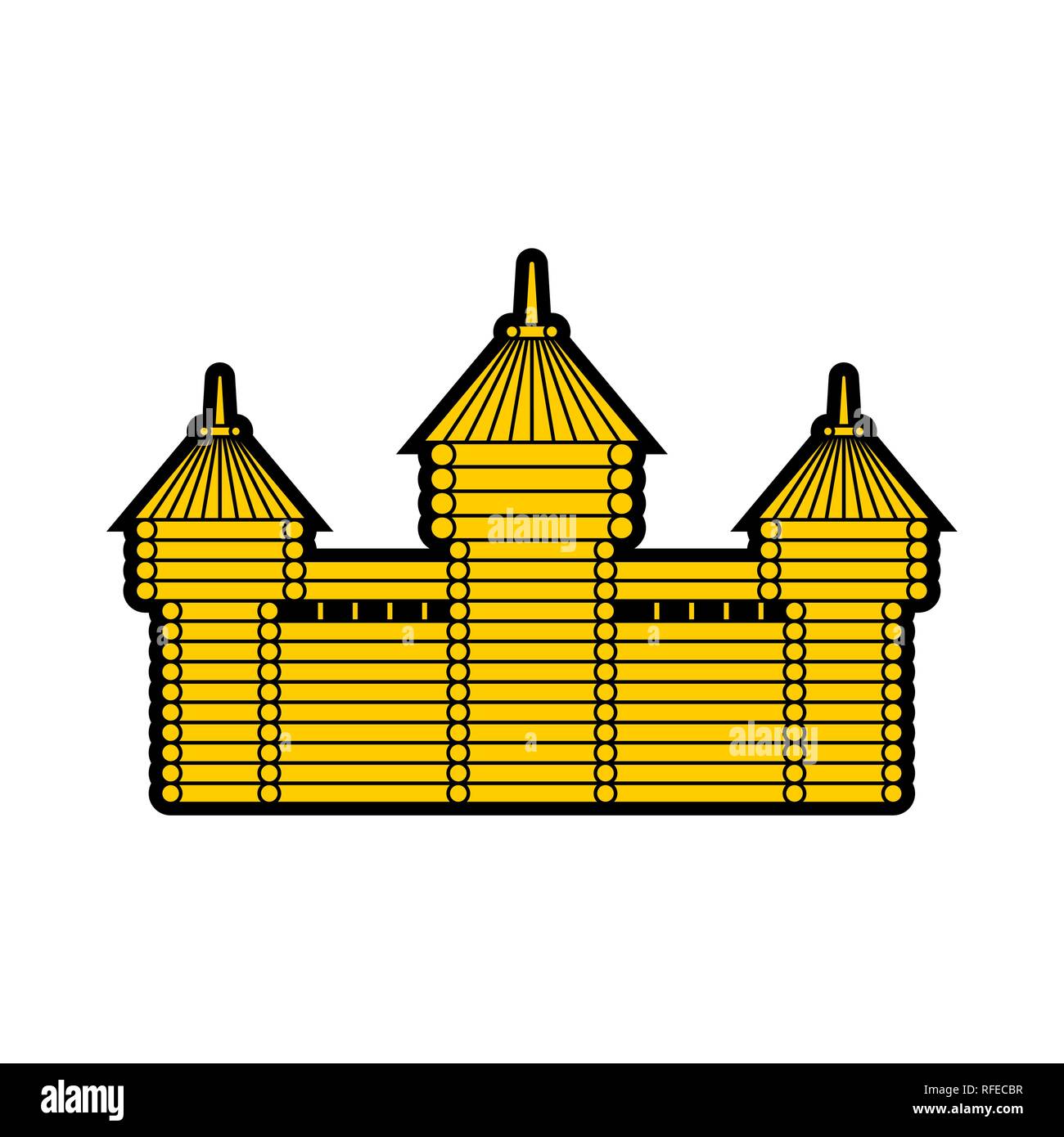 Wooden fortress. timbered castle Tower. Old outpost Stock Vector Image ...