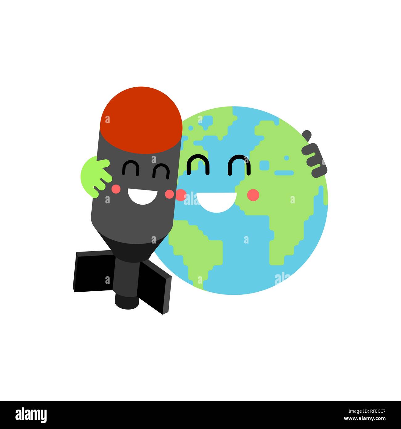 Air Bomb and earth love. Happy Torpedo and planet Friends Stock Vector ...