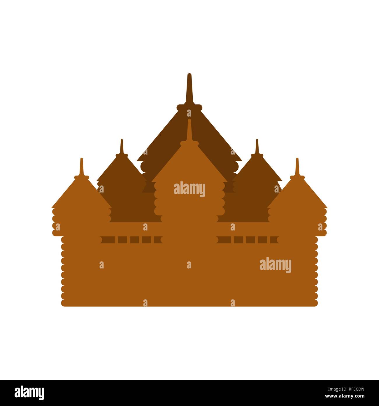 Wooden fortress. timbered castle Tower. Old outpost Stock Vector Image ...