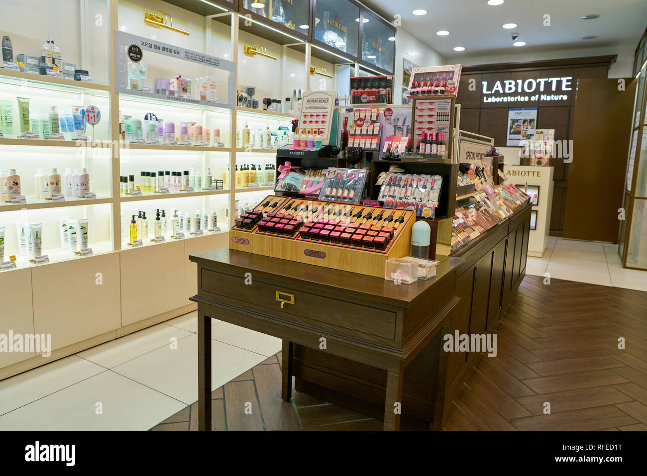 SEOUL, SOUTH KOREA - CIRCA MAY, 2017: goods on display at Labiotte store in Seoul Stock Photo ...