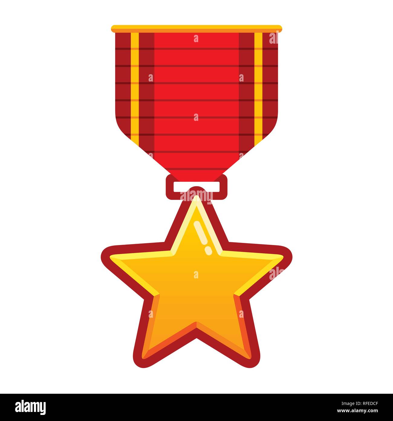 Gold Star Medal with Red Ribbon for Championship Winner Vector ...