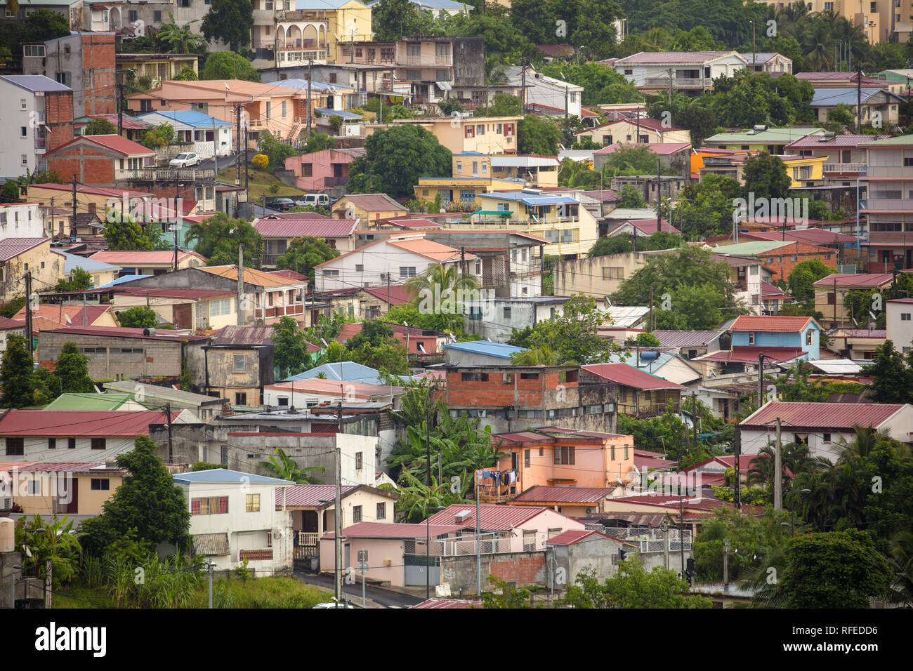 France, Martinique, Fort-de-France, View on residential area Stock ...