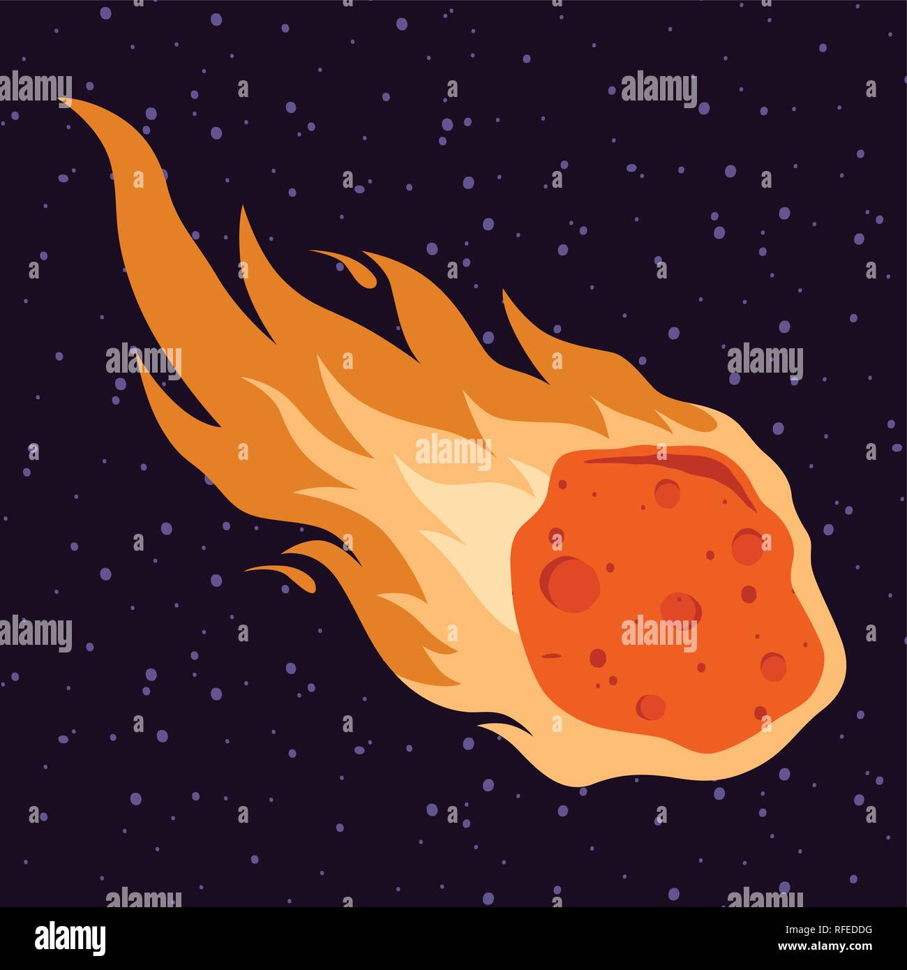 Flame meteor, asteroid, meteor rain fall vector illustration in cartoon ...