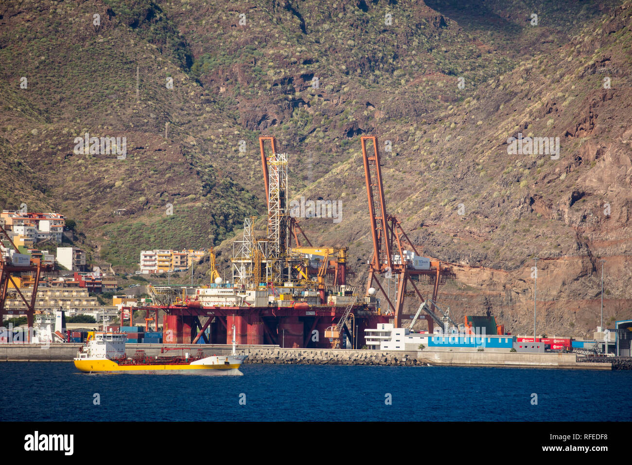 Spain, Canary islands, Tenerife, Santa Cruz de Tenerife. Port, harbour ...