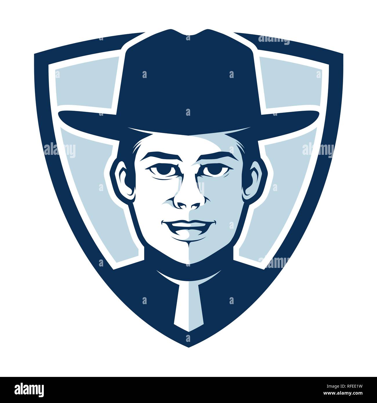 Simple Sheriff in A Badge Logo Illustration Vector Stock Vector Image ...