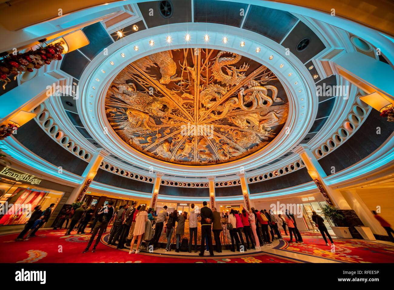 Macau, DEC 24: People waiting for the famous show - Tree of prosperity ...