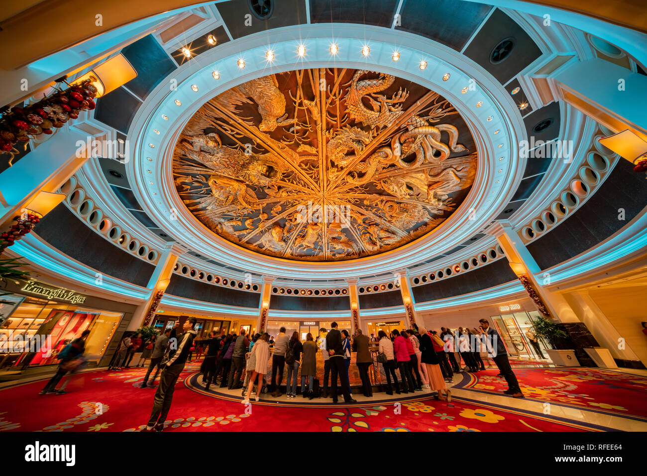 Macau, DEC 24: People waiting for the famous show - Tree of prosperity ...