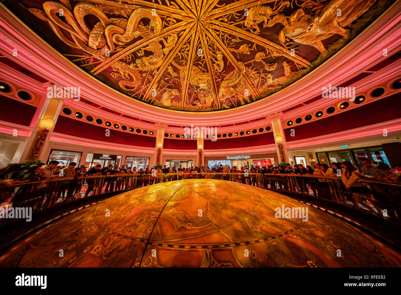 Macau, DEC 24: People waiting for the famous show - Tree of prosperity ...