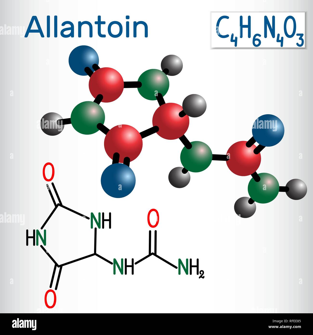 Allantoin (glyoxyldiureide) molecule, it is used in cosmetics ...