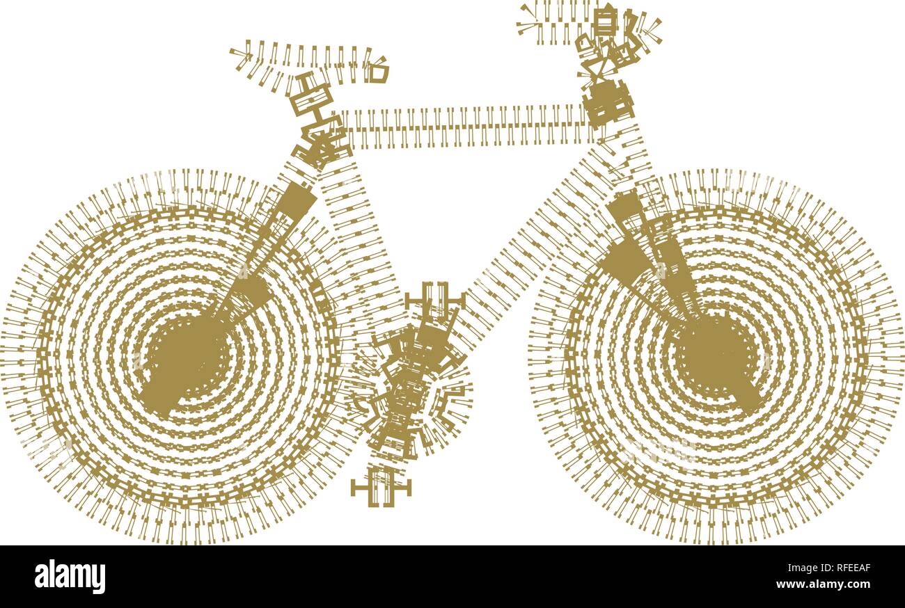 Vector symbol of bike silhouette with dotted outline. Vector ...
