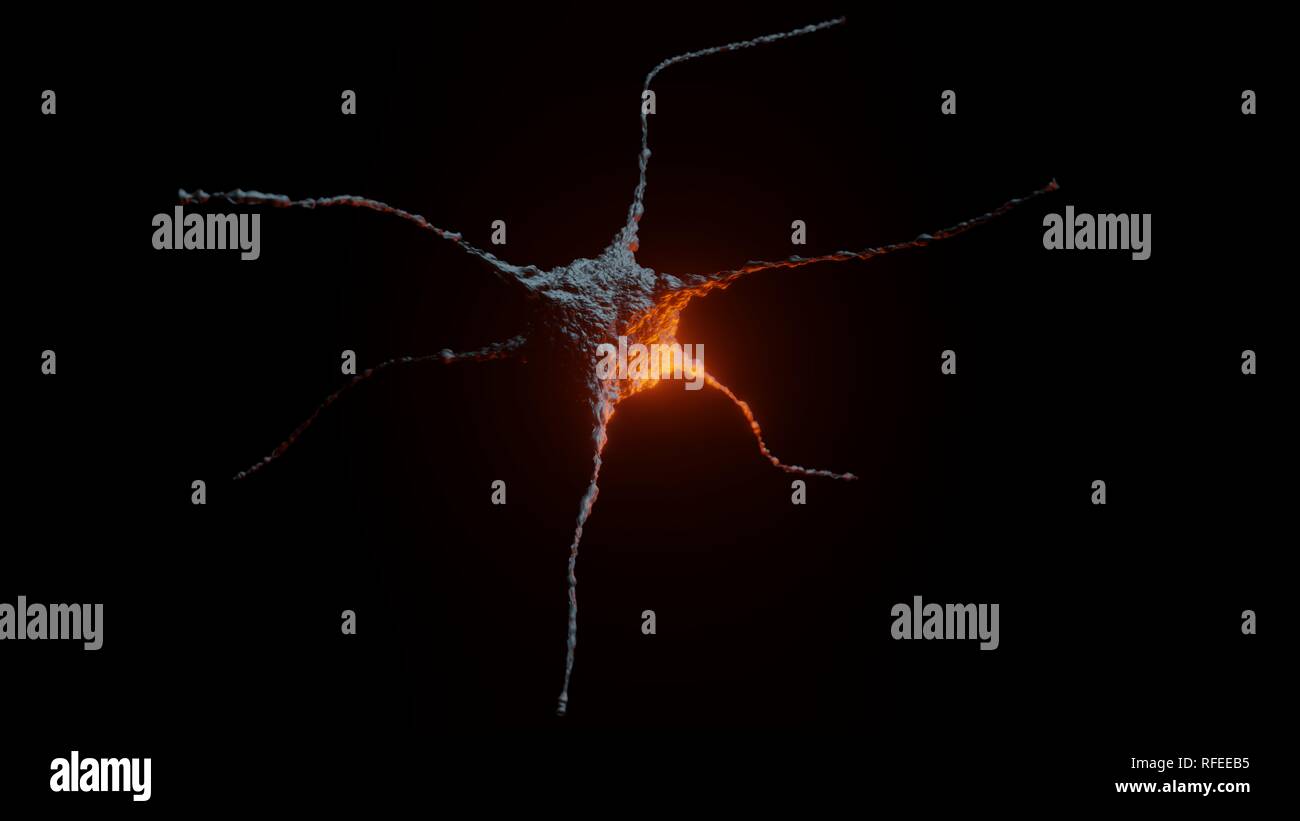 Neurons abstract dark background with red flares Stock Photo - Alamy