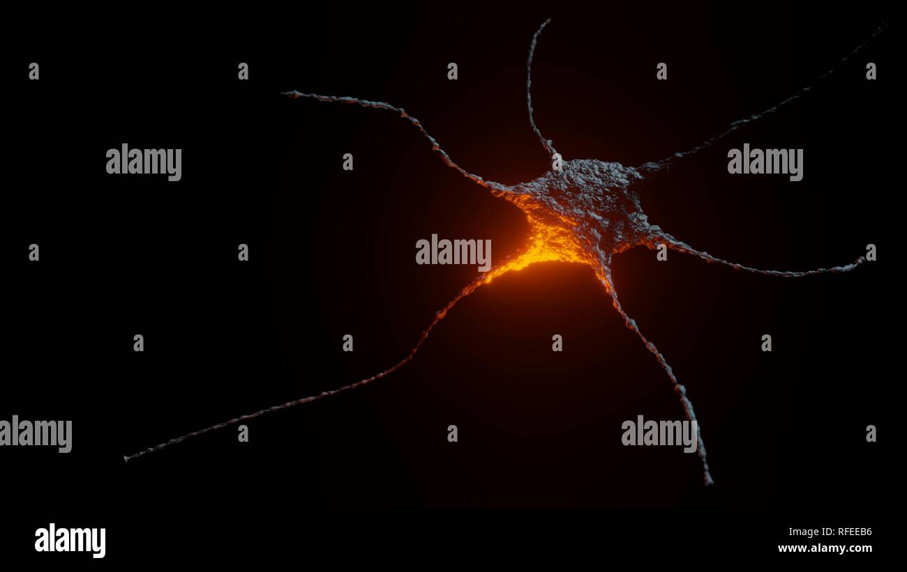 Neurons abstract dark background with red flares Stock Photo - Alamy