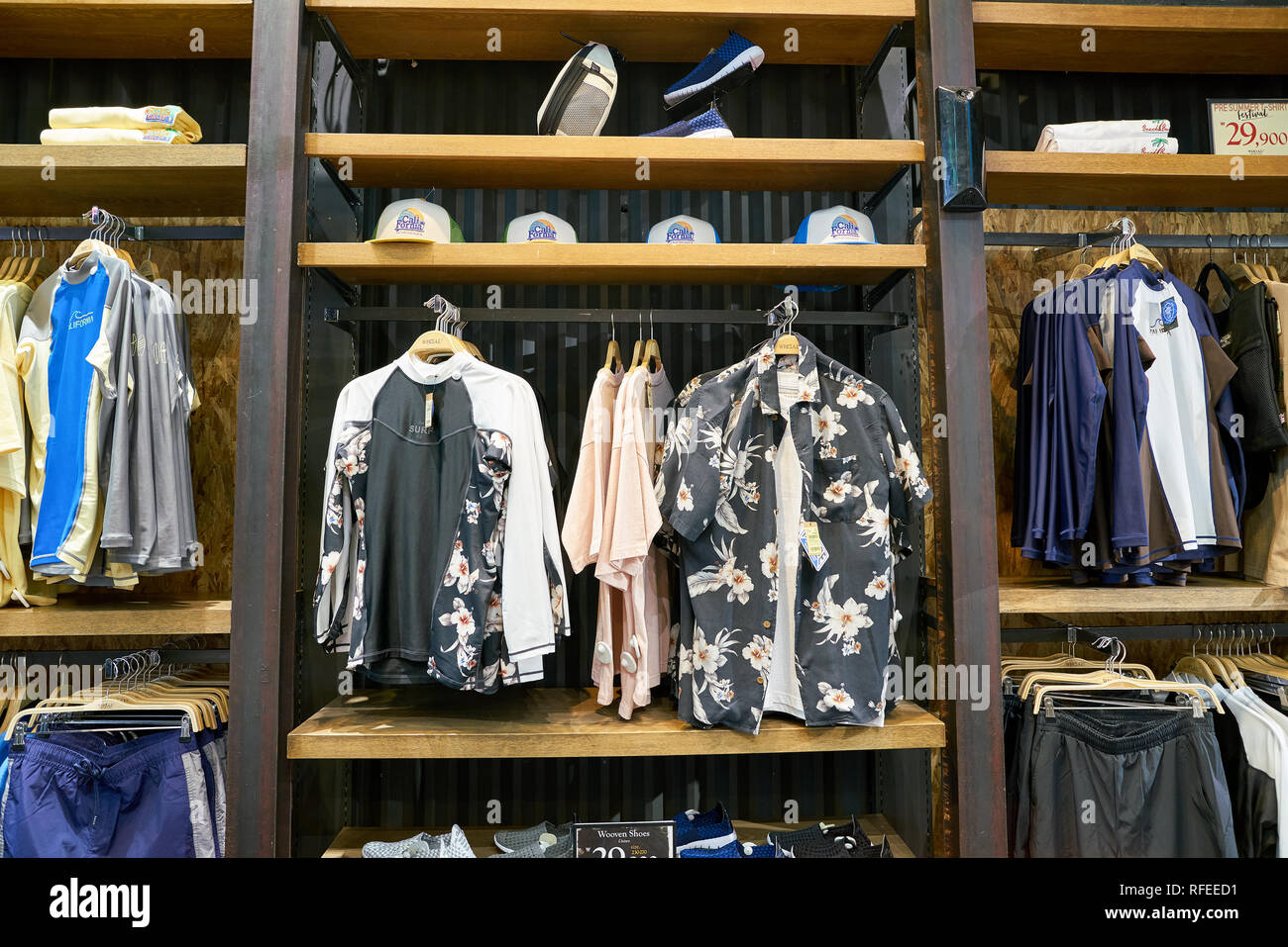 SEOUL, SOUTH KOREA - CIRCA JUNE, 2017: clothing on display at a store ...