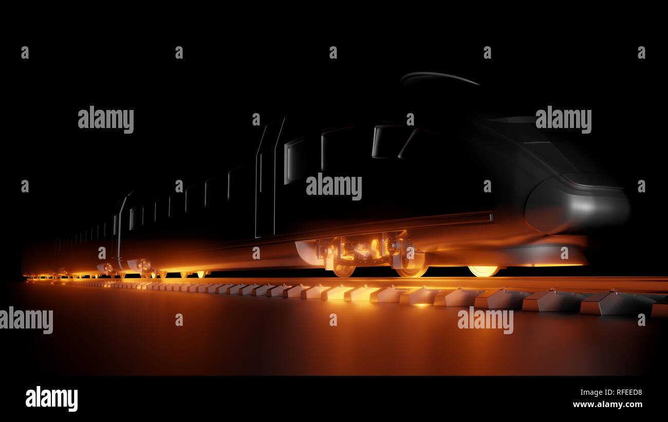 Abstract composition of night high-speed train Stock Photo - Alamy