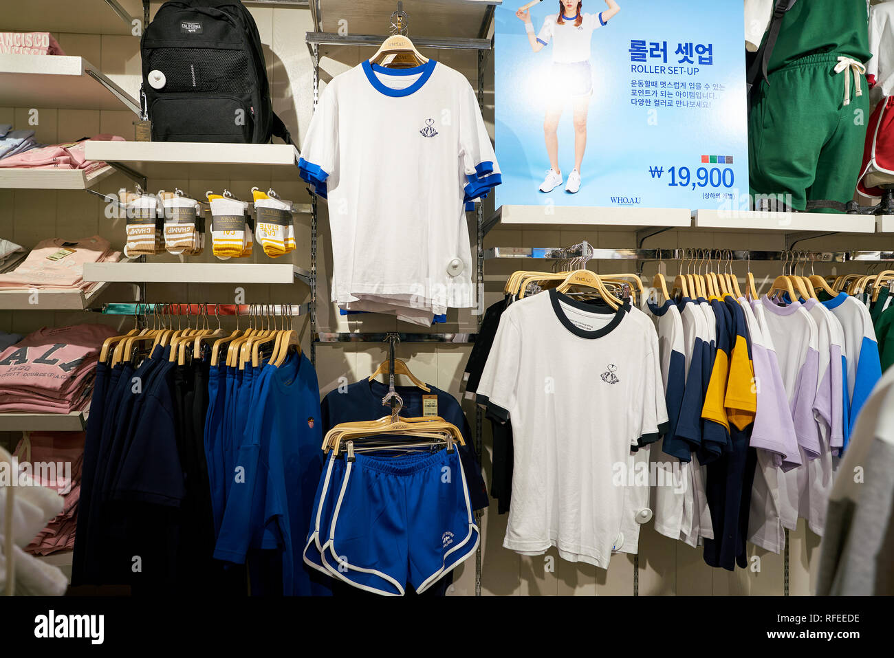 SEOUL, SOUTH KOREA - CIRCA JUNE, 2017: clothing on display at a store ...