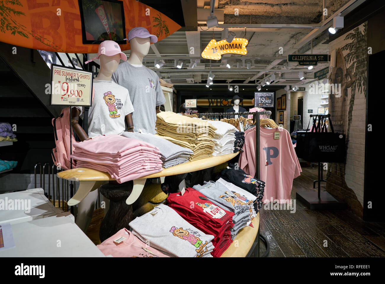 SEOUL, SOUTH KOREA - CIRCA JUNE, 2017: clothing on display at a store ...