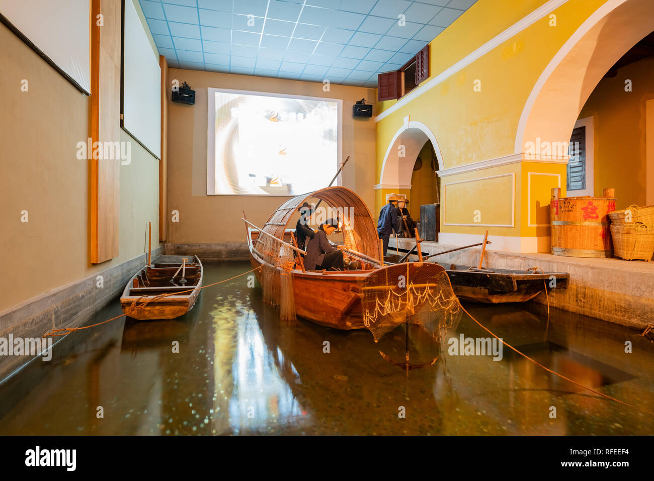 Macau, DEC 24: Interior view of the famous Macau Museum on DEC 24, 2018 ...