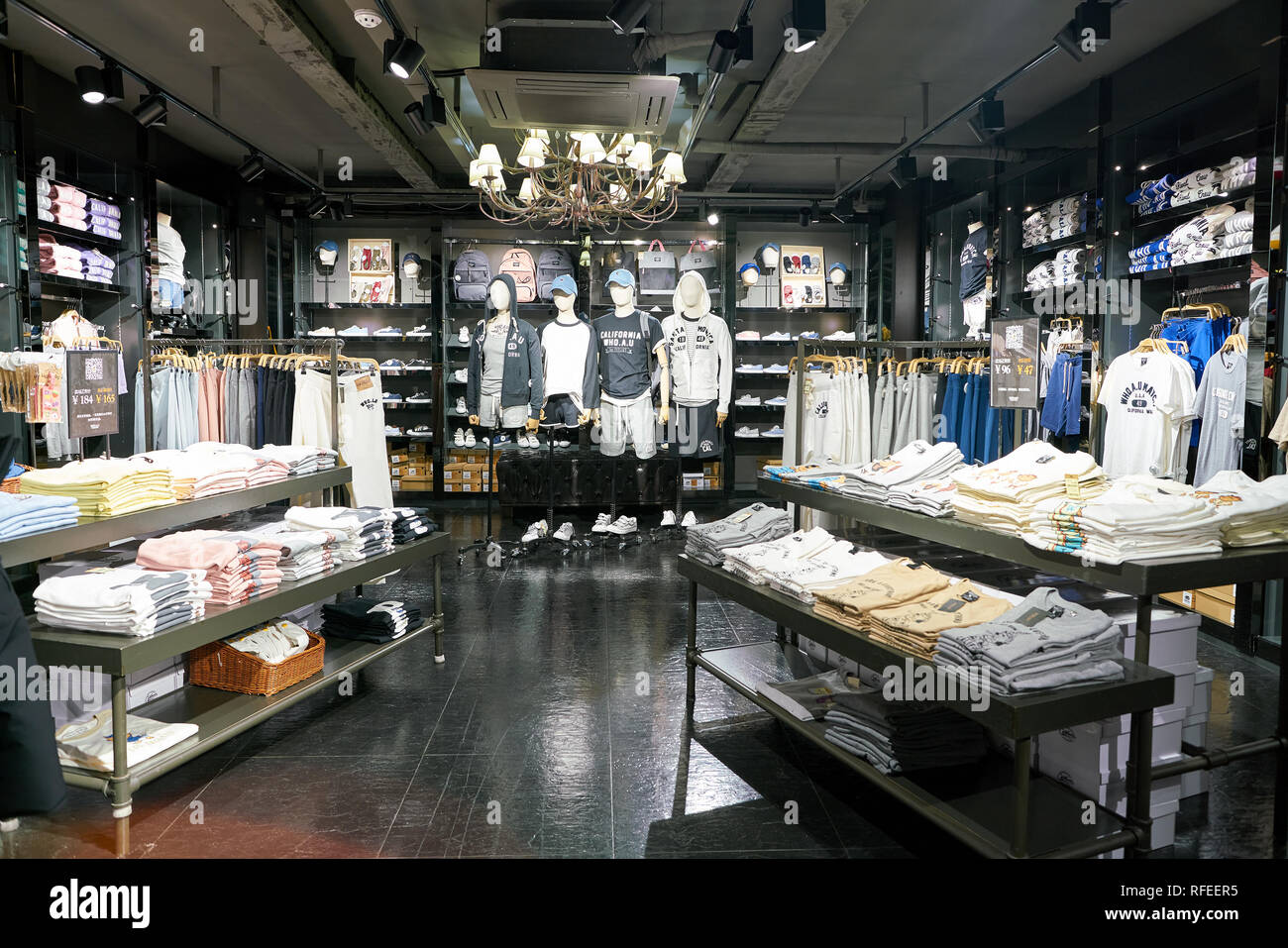 SEOUL, SOUTH KOREA - CIRCA JUNE, 2017: clothing on display at a store ...
