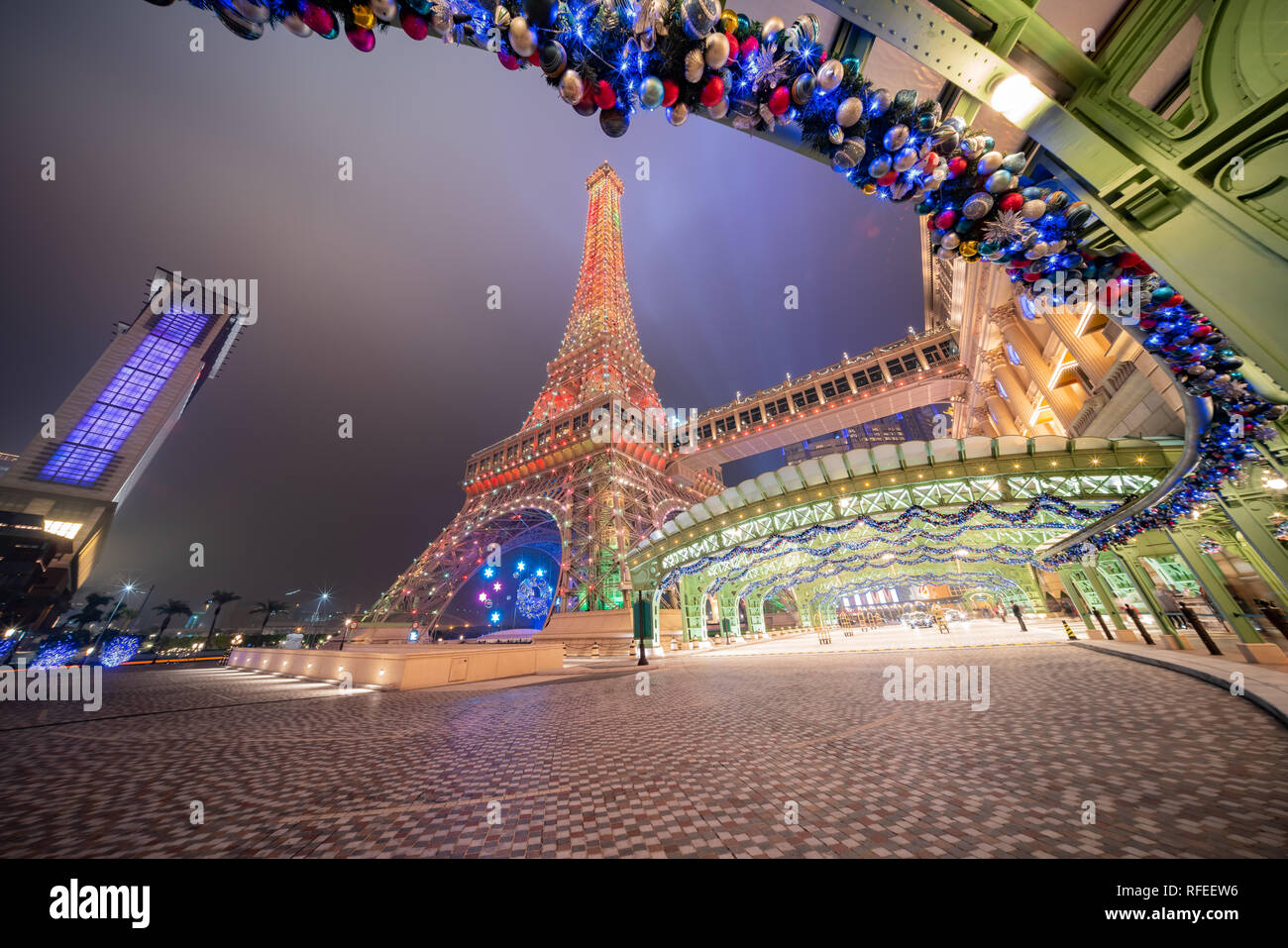 Macau, DEC 24: Night view of the famous The Parisian Macao on DEC 24 ...