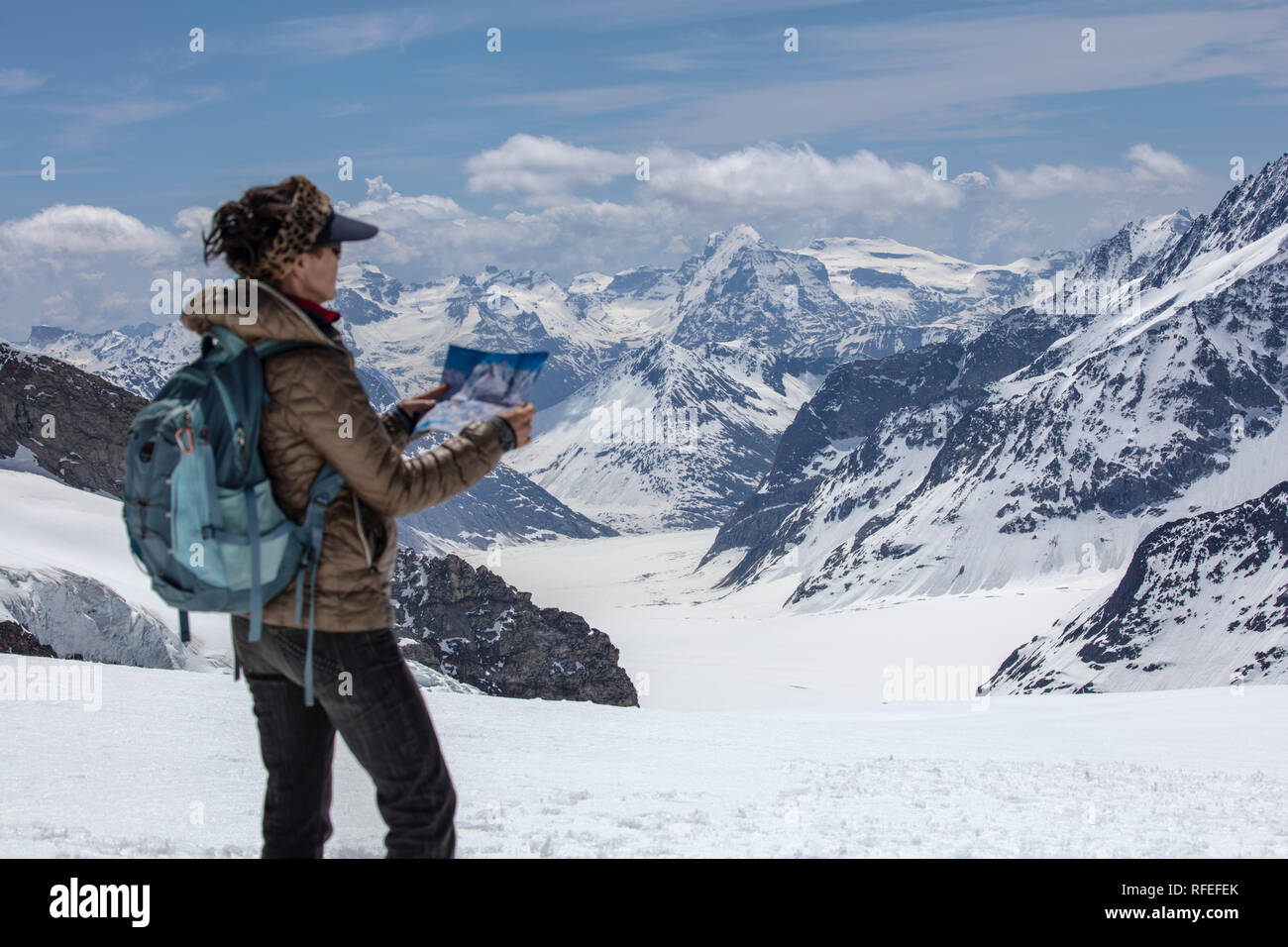Switzerland, Alps, Berner Oberland, Grindelwald, Jungfraujoch. Spring ...
