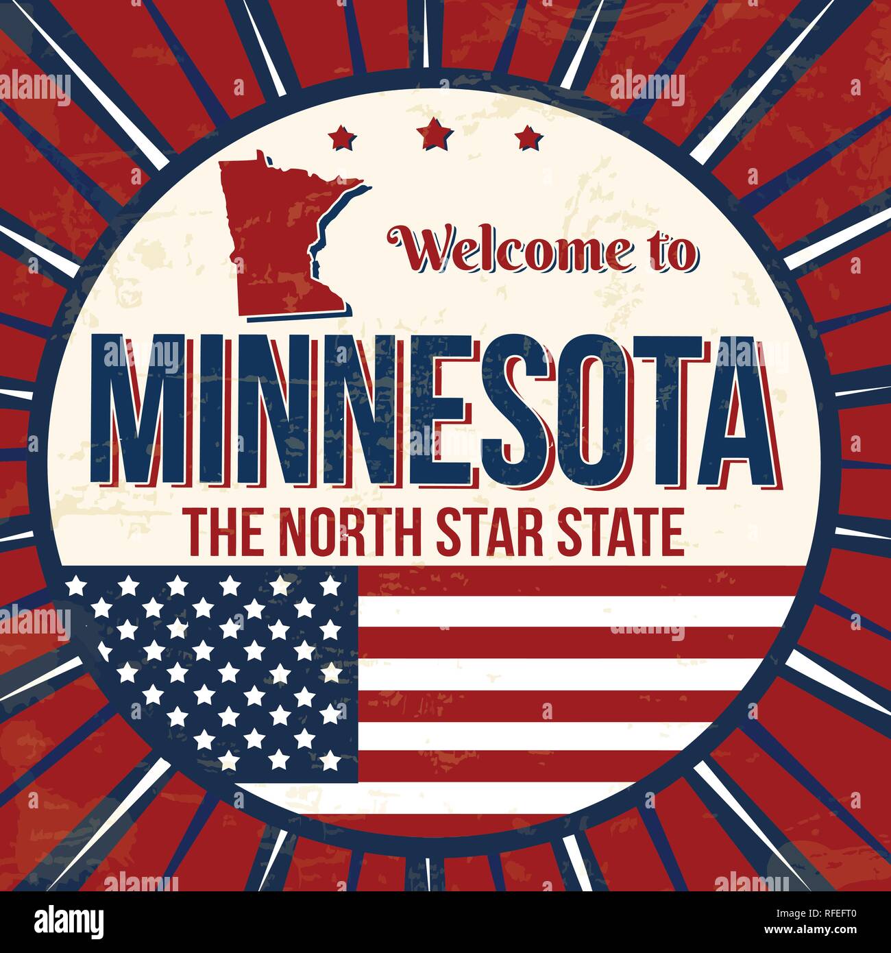 Welcome to Minnesota vintage grunge poster, vector illustration Stock ...