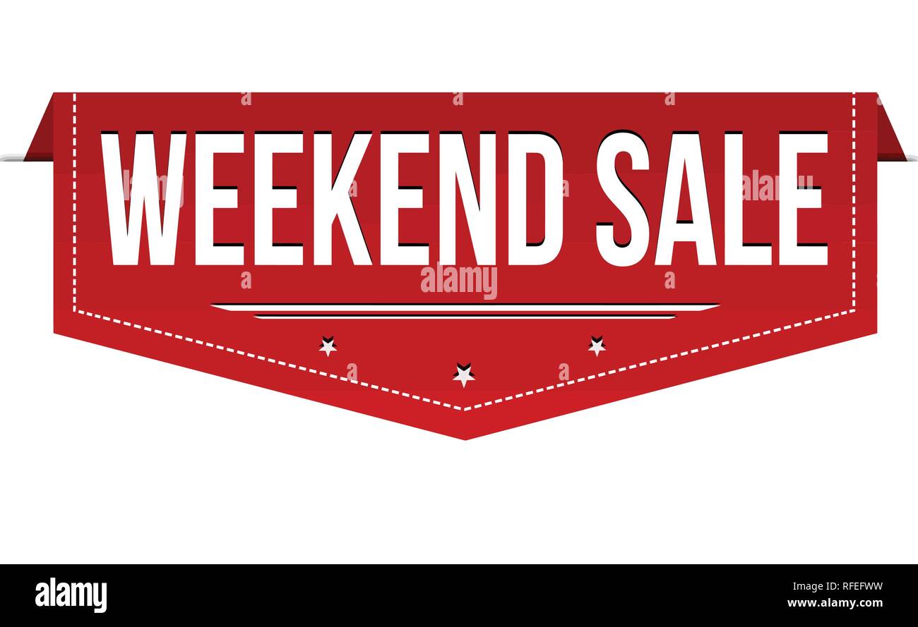 Weekend sale banner design on white background, vector illustration ...