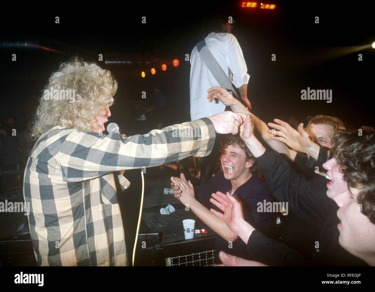 British band Slade in January 1985 in Neuwied (Germany). Noddy Holder ...