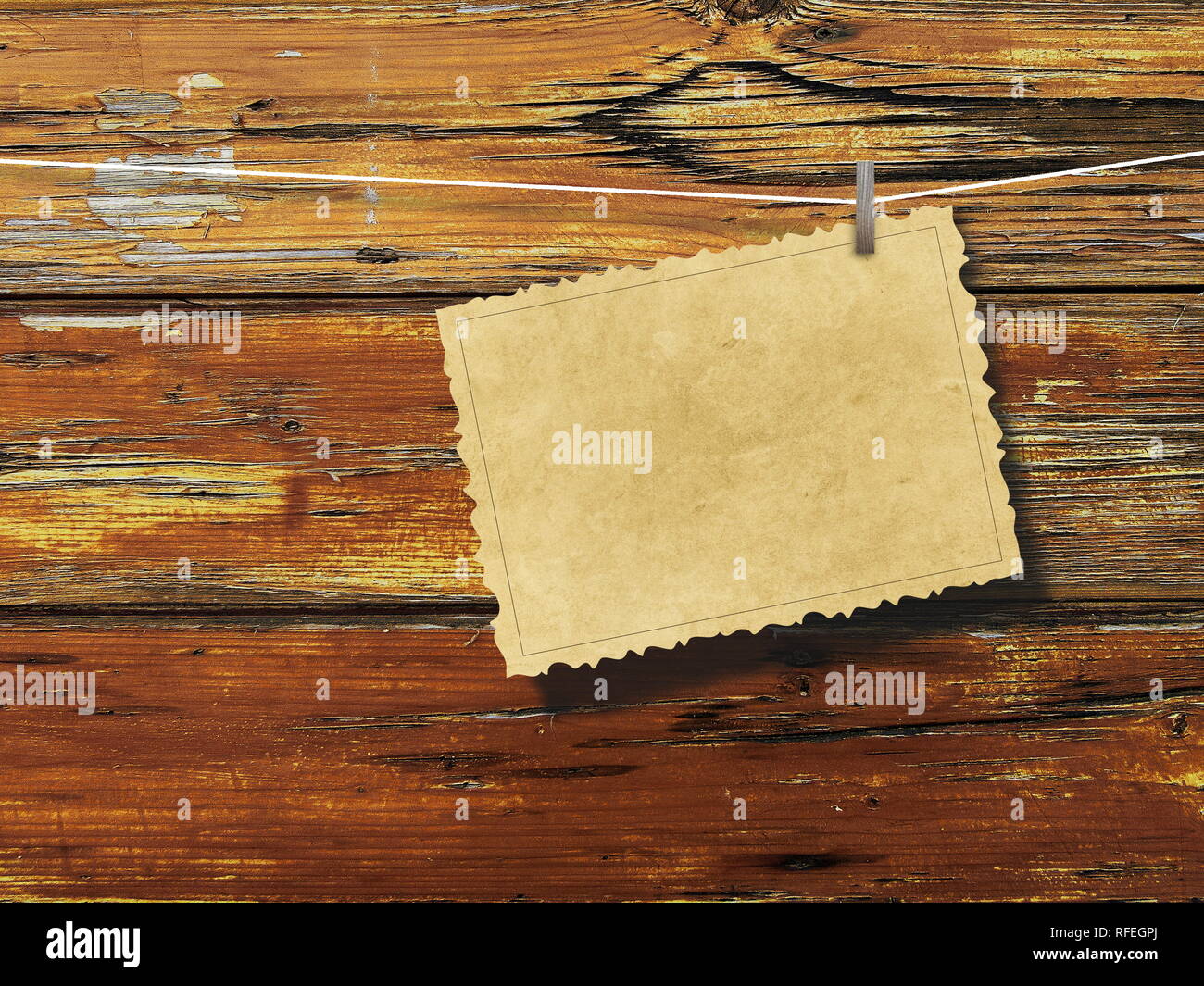 Blank postcard frame on brown wooden background Stock Photo - Alamy
