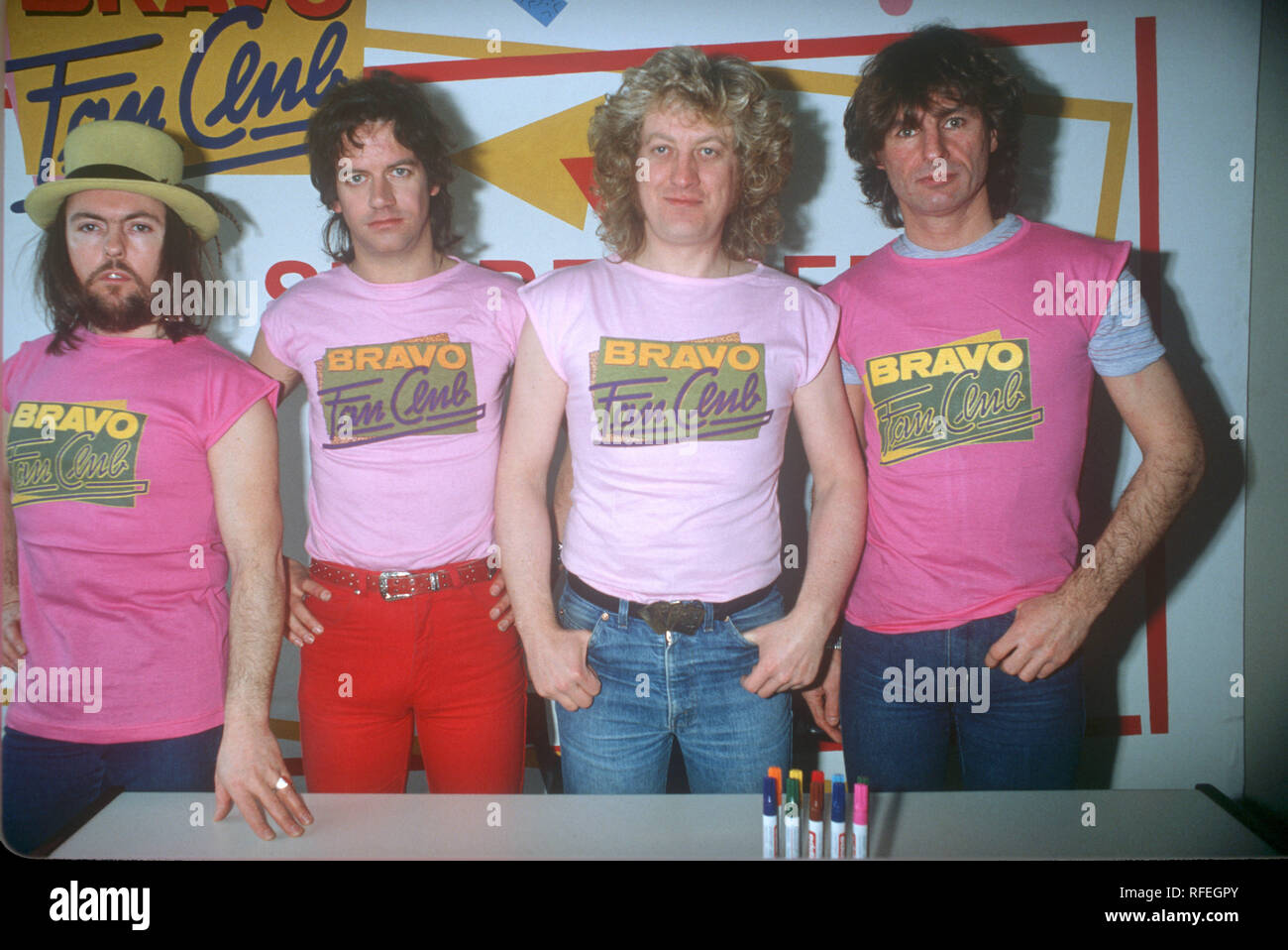 British Band Slade in January 1984 visiting the Bravo Fan Club in ...