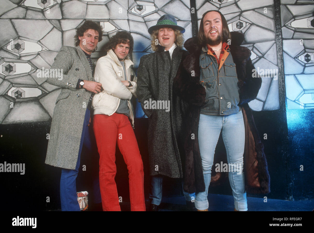 British band Slade in January 1985 in Neuwied (Germany). L-r: Jim Lea ...